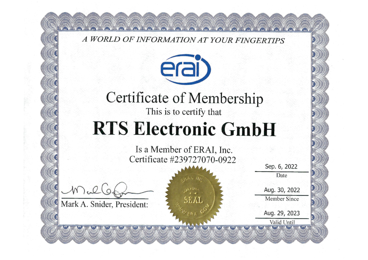 Certificates and Declarations | RTS Electronic